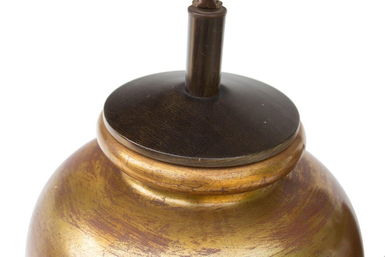 Large Pair of Golden Ceramic Lamps For Sale at 1stDibs