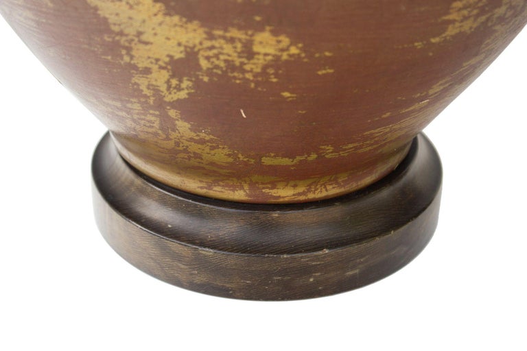 Large Pair of Golden Ceramic Lamps For Sale at 1stDibs
