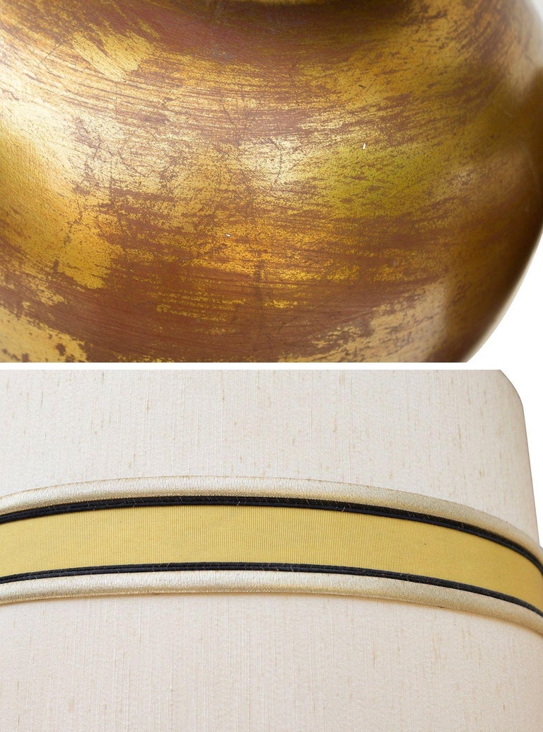 Large Pair of Golden Ceramic Lamps For Sale at 1stDibs
