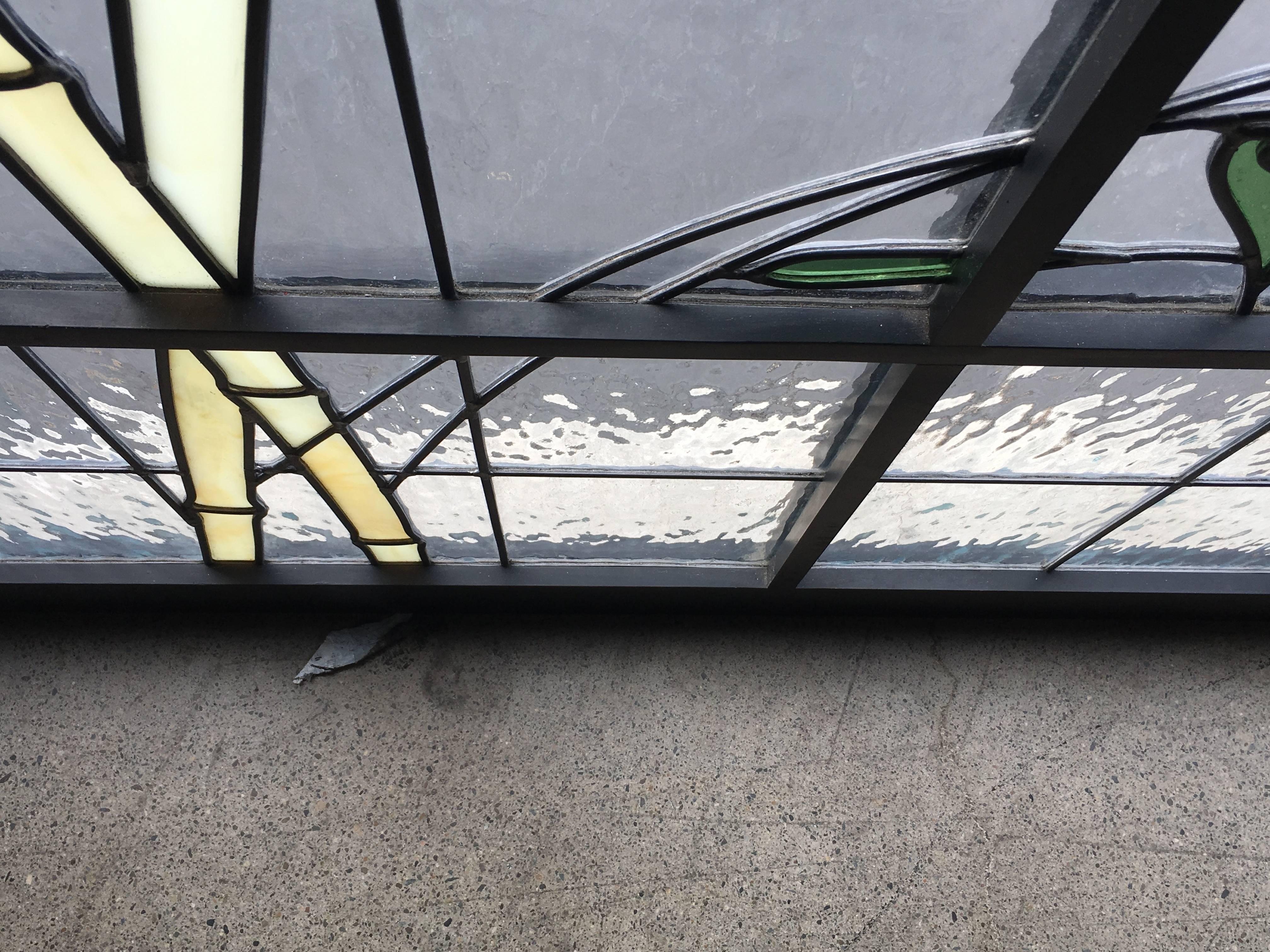 Large Pair of Leaded Glass Windows at 1stDibs