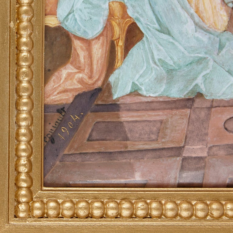 Large Pair of Limoges Enamel Plaques in Giltwood Frames at 1stDibs