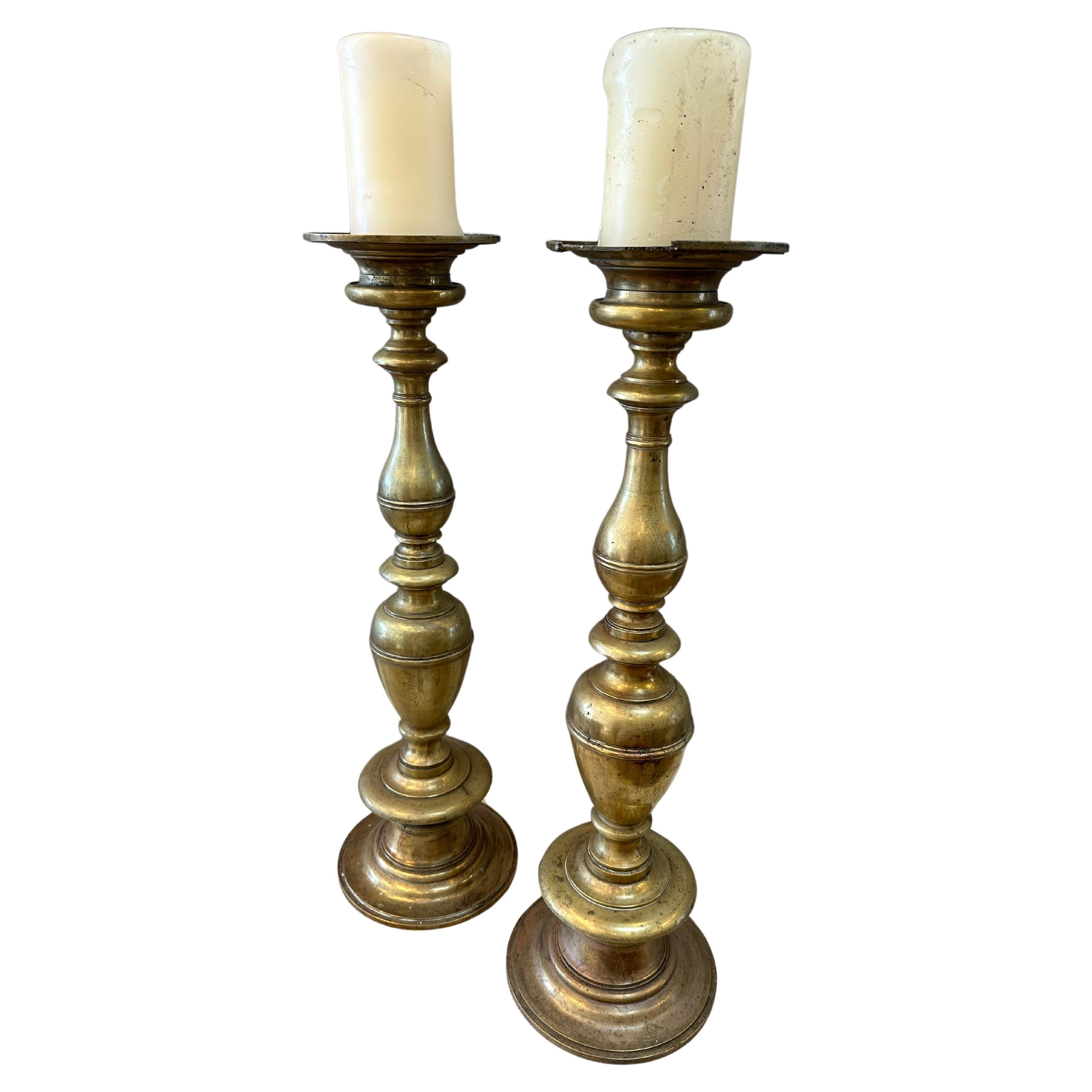 Large Pair of Louis XIV Bronze Candlesticks For Sale at 1stDibs