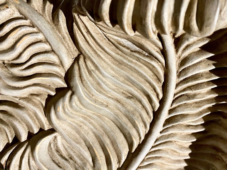 Large Pair of Maison Jansen Feather Sconces, Wood and Plaster, Trianon ...