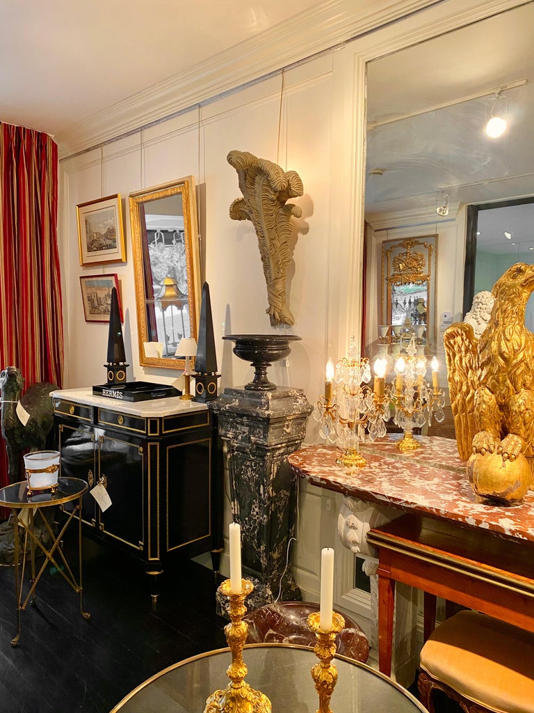 Large Pair of Maison Jansen Feather Sconces, Wood and Plaster, Trianon ...