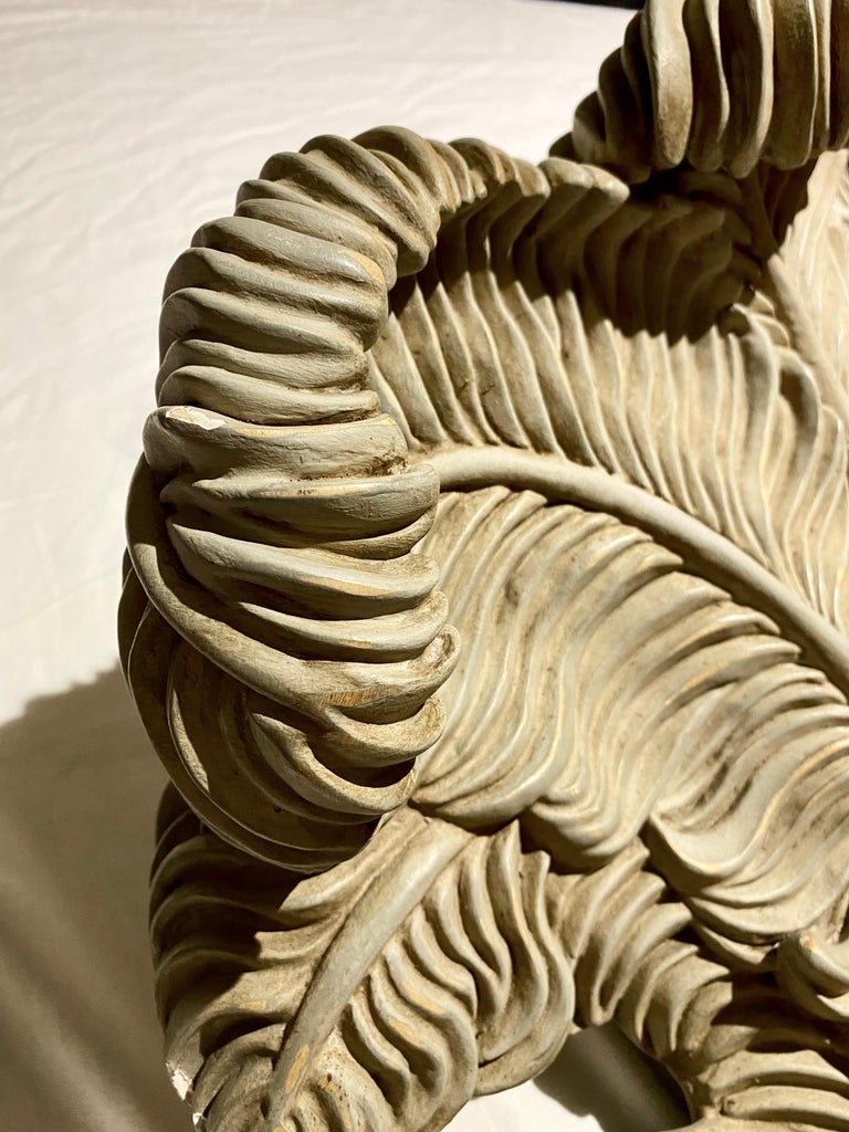 Large Pair of Maison Jansen Feather Sconces, Wood and Plaster, Trianon ...