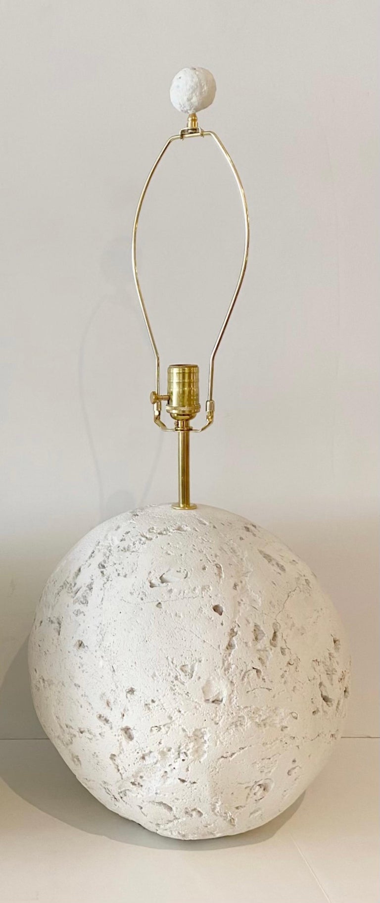 Large Pair of Midcentury Coquina Coral Stone Style Orb Lamps For Sale ...