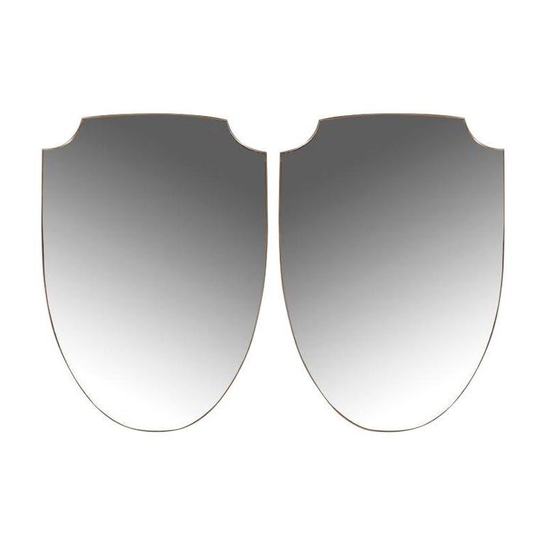 Large Pair of Mid Century Italian Design Shield-Shaped Mirrors, Gio ...