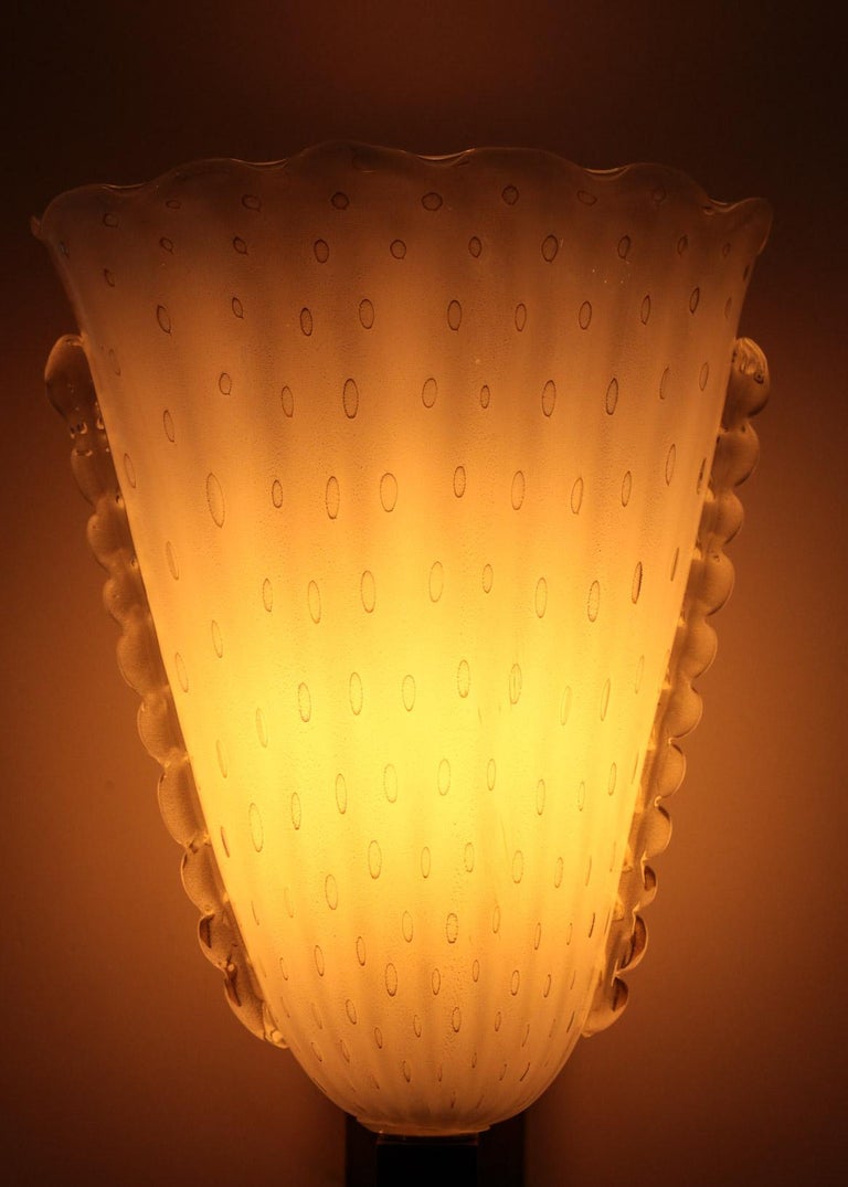 Large Pair of Modern Italian Wall Lights "Ornella", Murano Glass and ...