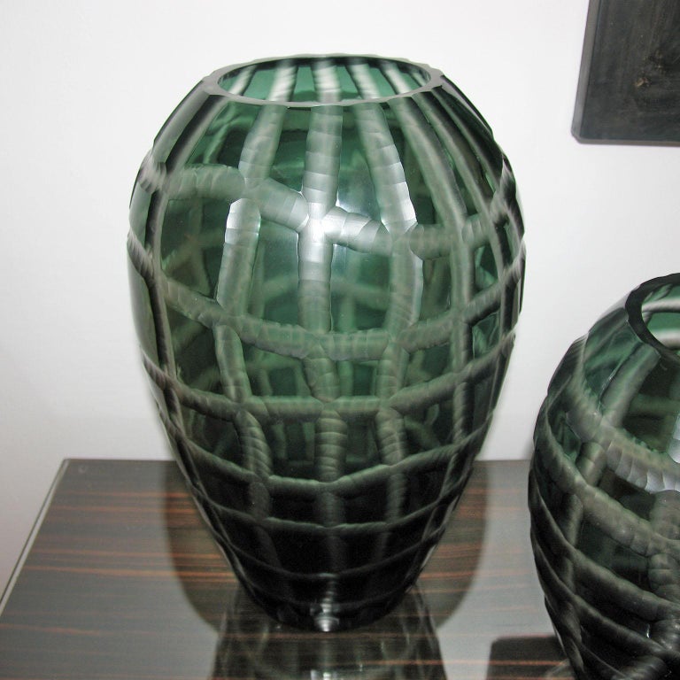 Large Pair of Murano Battuto Glass Vases at 1stDibs | battuto glass ...