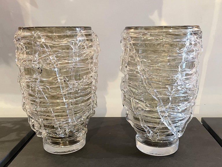 Large Pair of Murano Blown Glass Vases Signed Constantini For Sale at ...