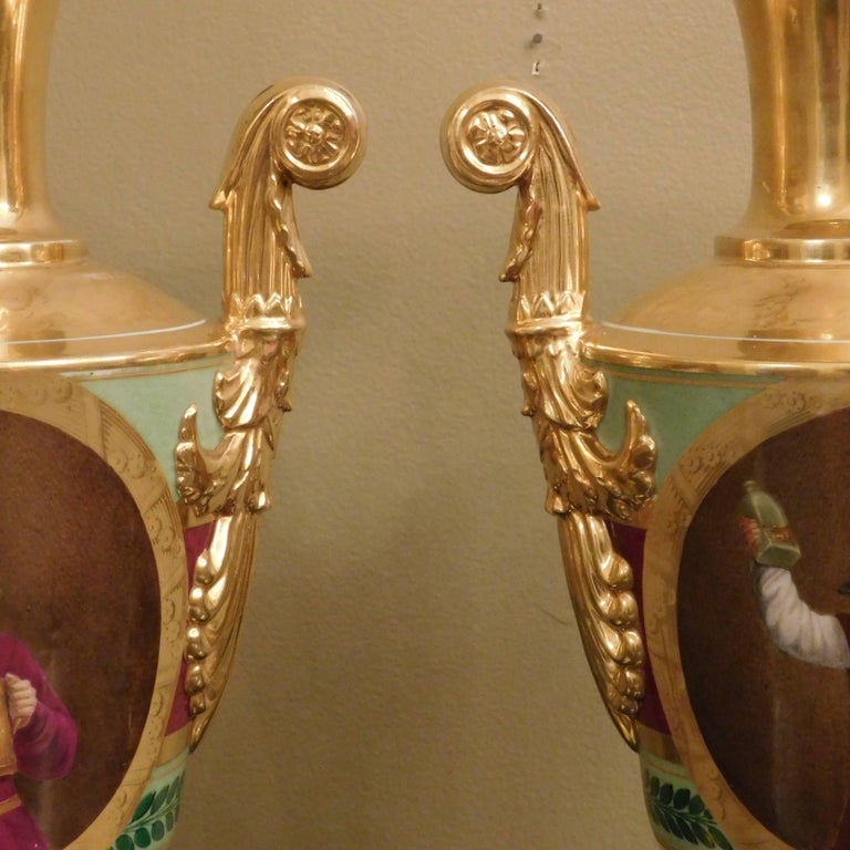 Large Pair of Old Paris Empire Porcelain Vases, Paris, circa 1810 For ...