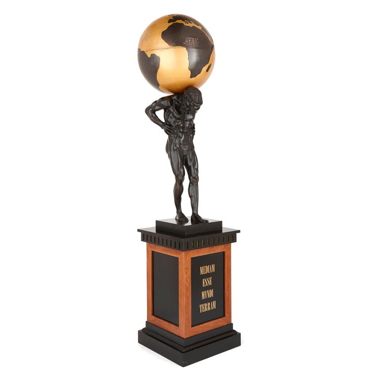 Large Pair of Patinated and Gilt Bronze Atlas Figures For Sale at 1stDibs