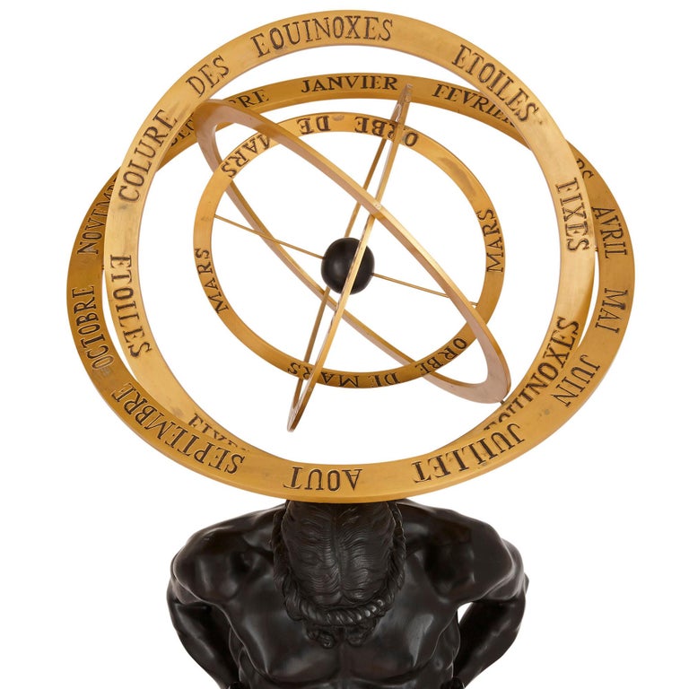 Large Pair of Patinated and Gilt Bronze Atlas Figures For Sale at 1stDibs