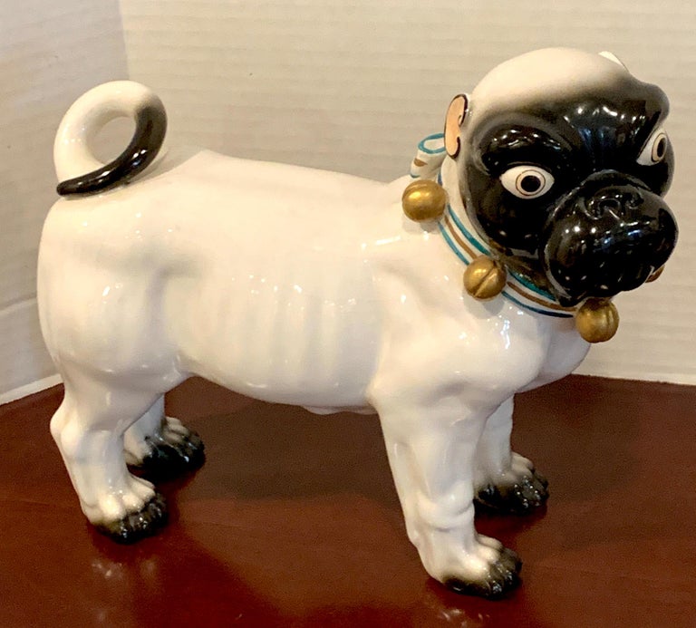 Large Pair of Porcelain Standing Pug Dogs with Bell Collars at 1stDibs ...