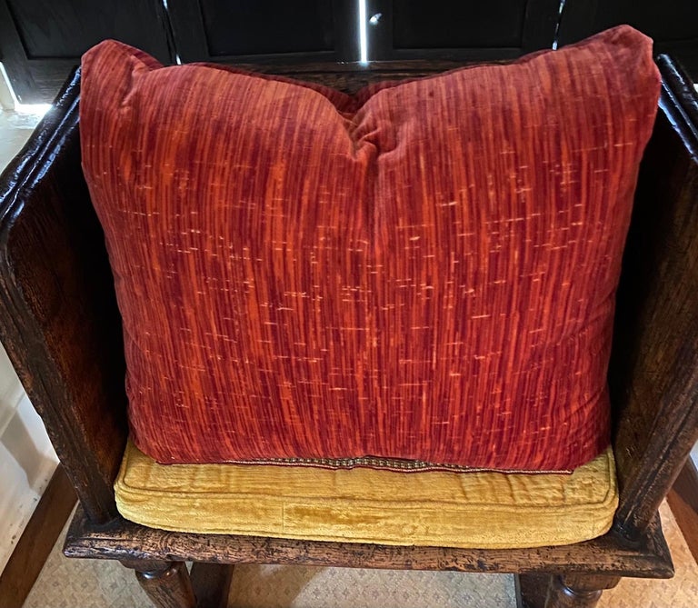 Large Pair of Red Strié Cut Velvet Cushions For Sale at 1stDibs | large ...