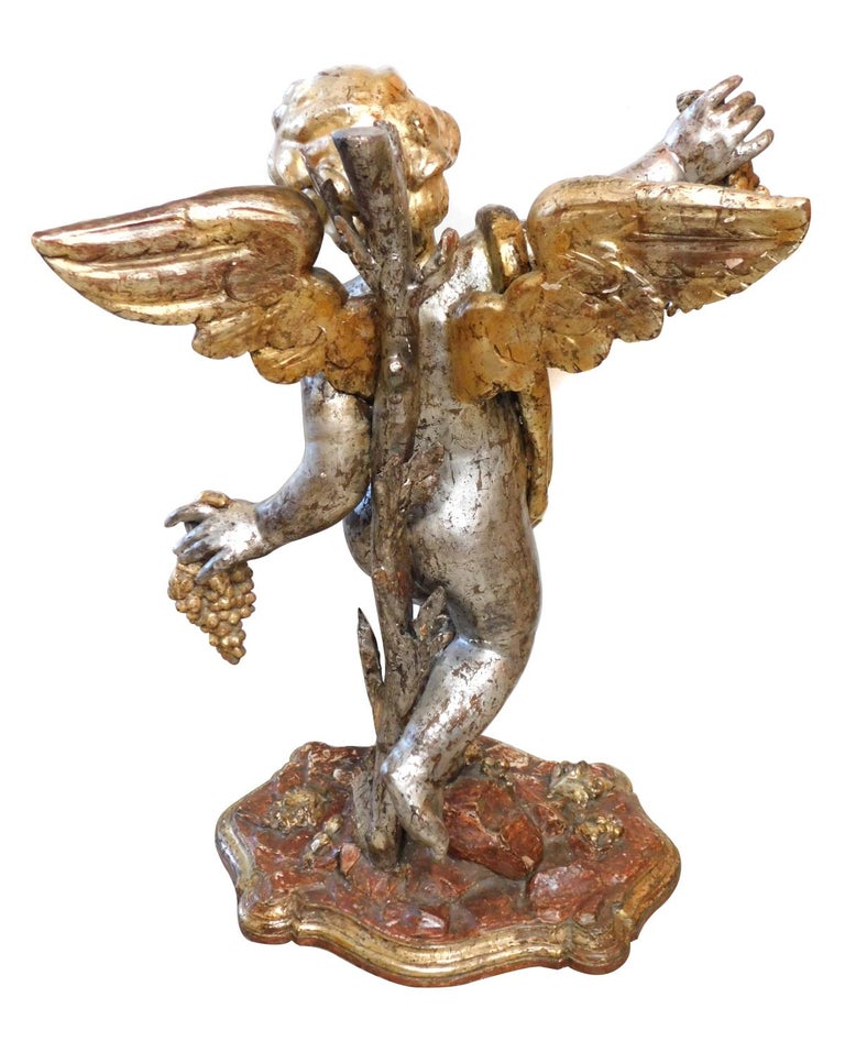 Large Pair of Roman Rococo Carved Giltwood Putti Harvesting Grapes For ...