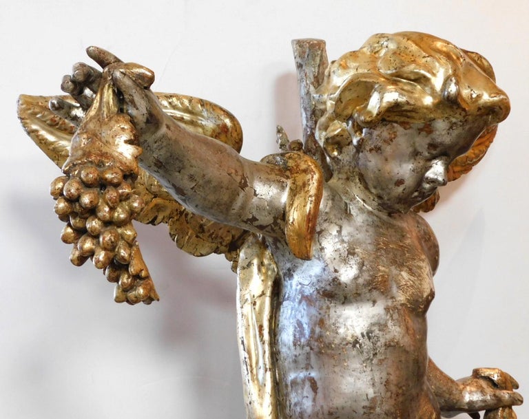 Large Pair of Roman Rococo Carved Giltwood Putti Harvesting Grapes For ...