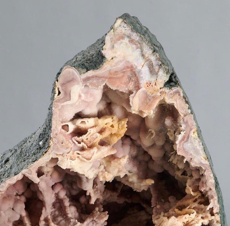 Large Pair of Rose Colored Cathedral Shaped Geodes For Sale at 1stDibs