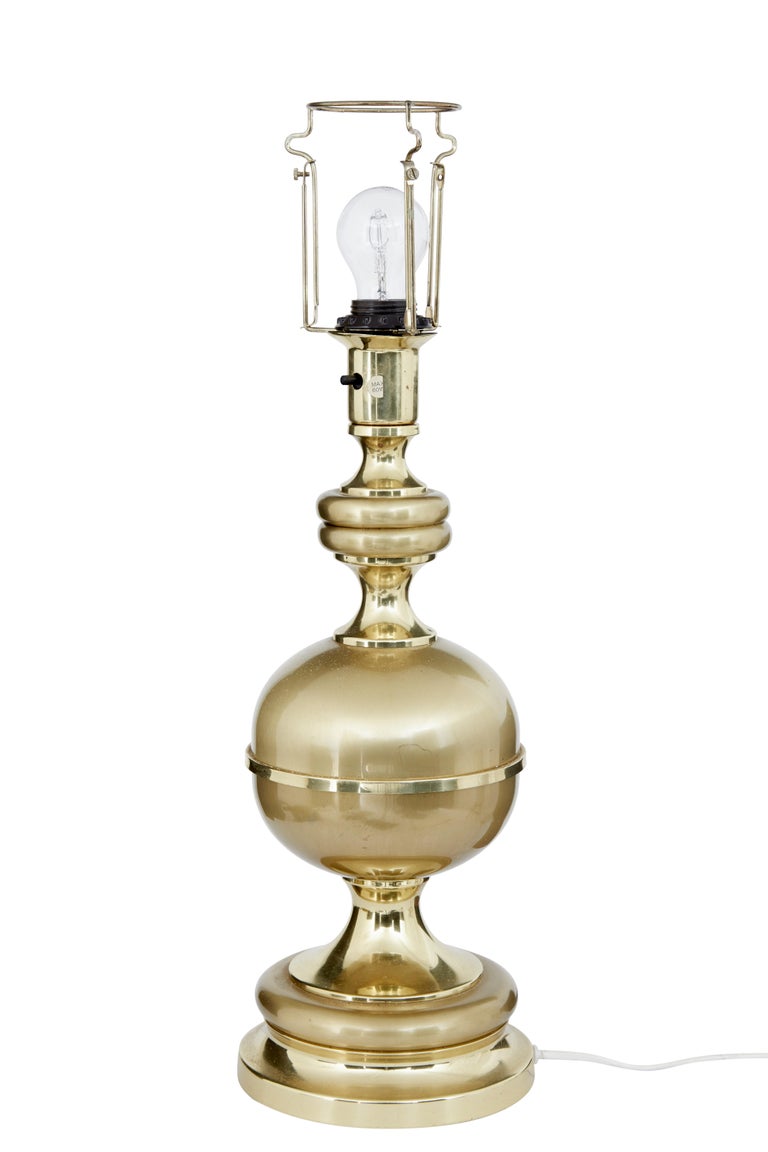 Large Pair of Scandinavian Modern Brass Table Lamps For Sale at 1stDibs