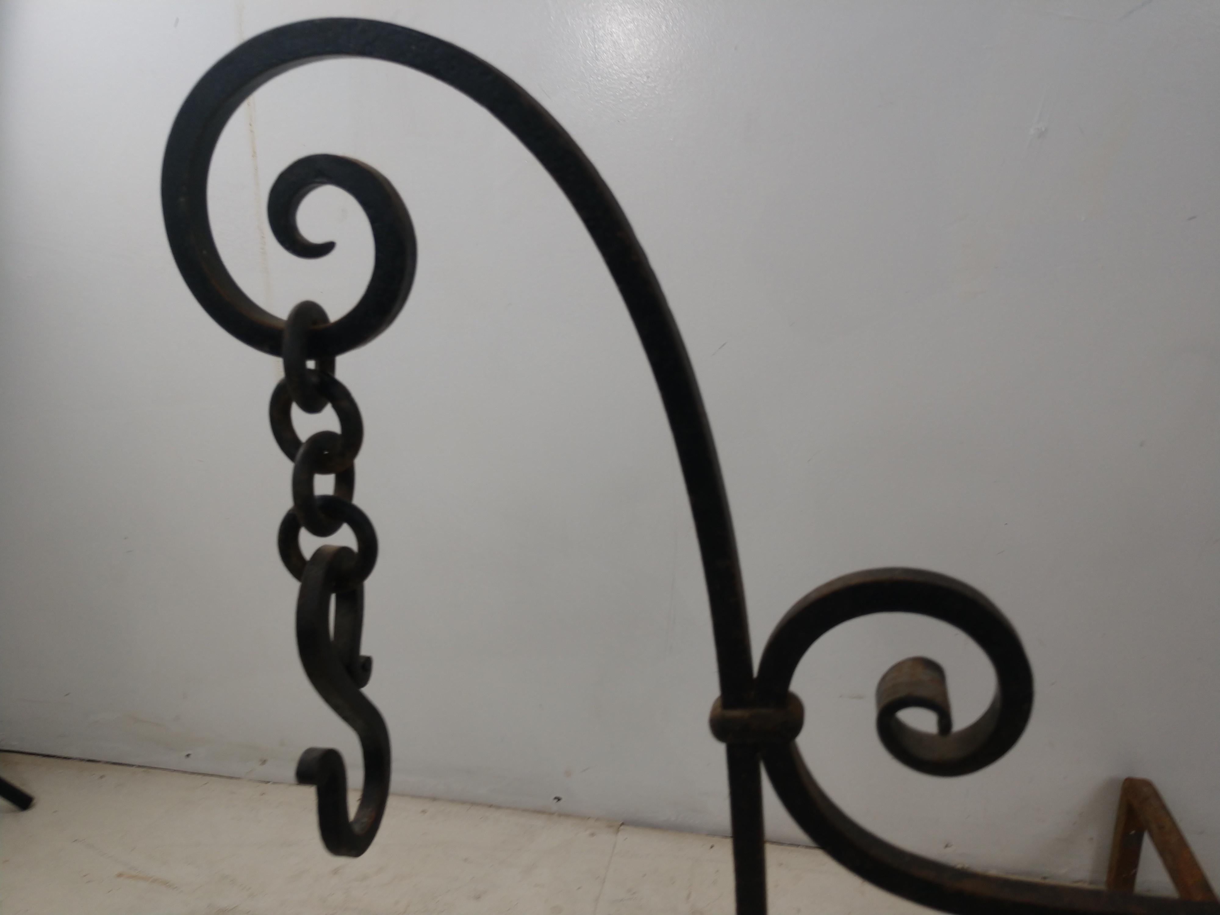 Large Pair Hand Forged Iron Spanish Colonial Mission Arts and Crafts ...
