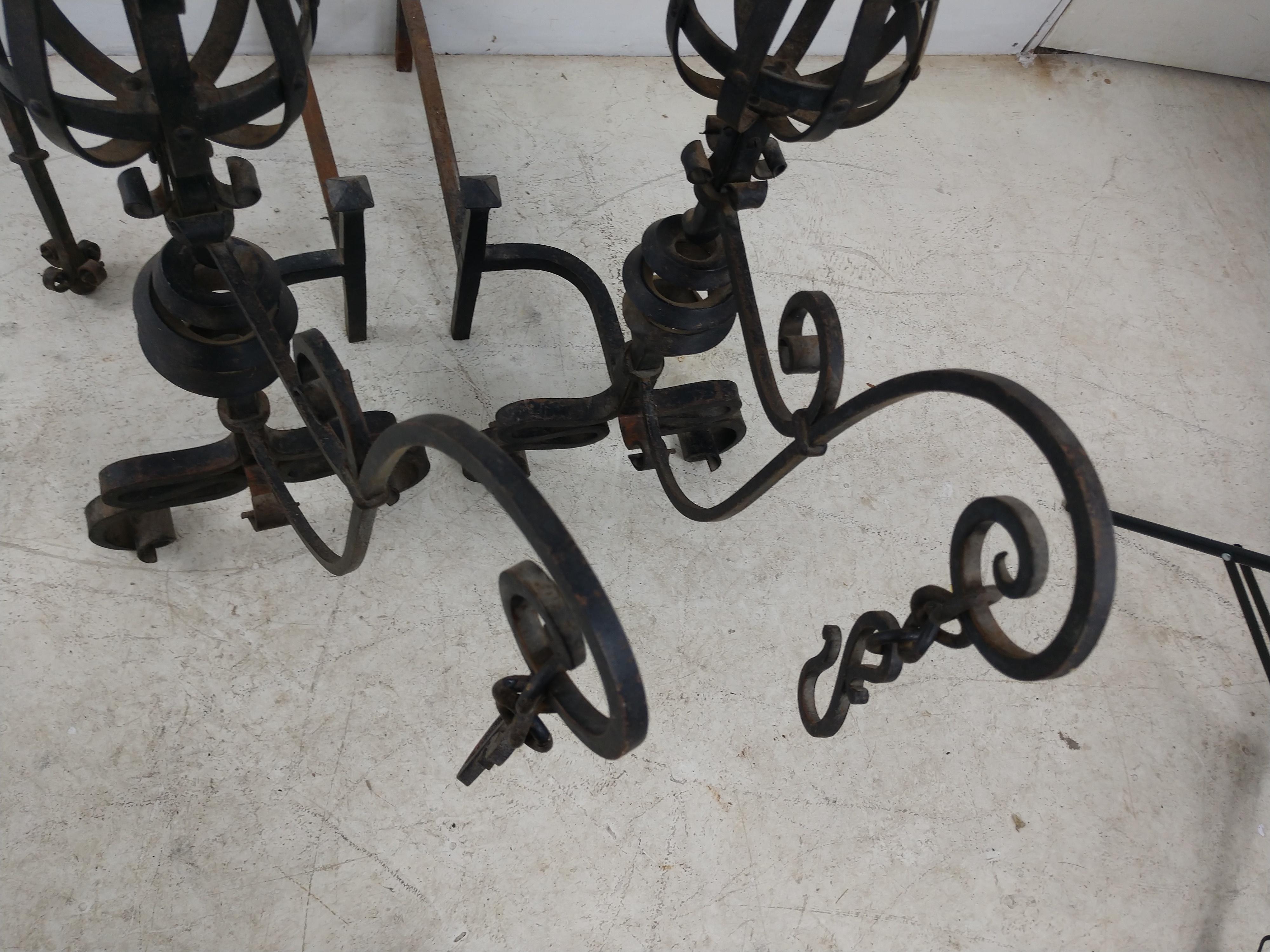 Large Pair Hand Forged Iron Spanish Colonial Mission Arts and Crafts ...