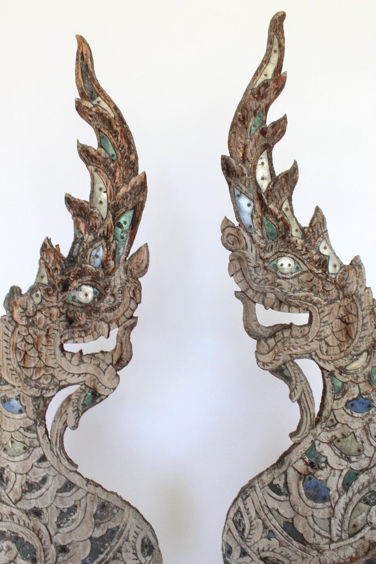 Large Pair of Thai Naga Sculptures on Lucite Bases, circa 1880 For Sale ...