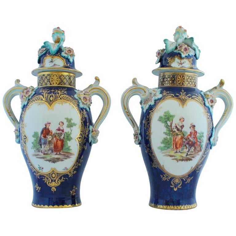 Large Pair of Vases, Derby Porcelain Works, circa 1765 For Sale at 1stDibs