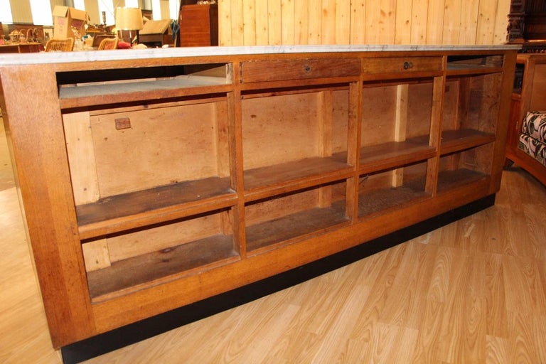 Large Pastry Counter with Marble Top Showcase For Sale at 1stDibs