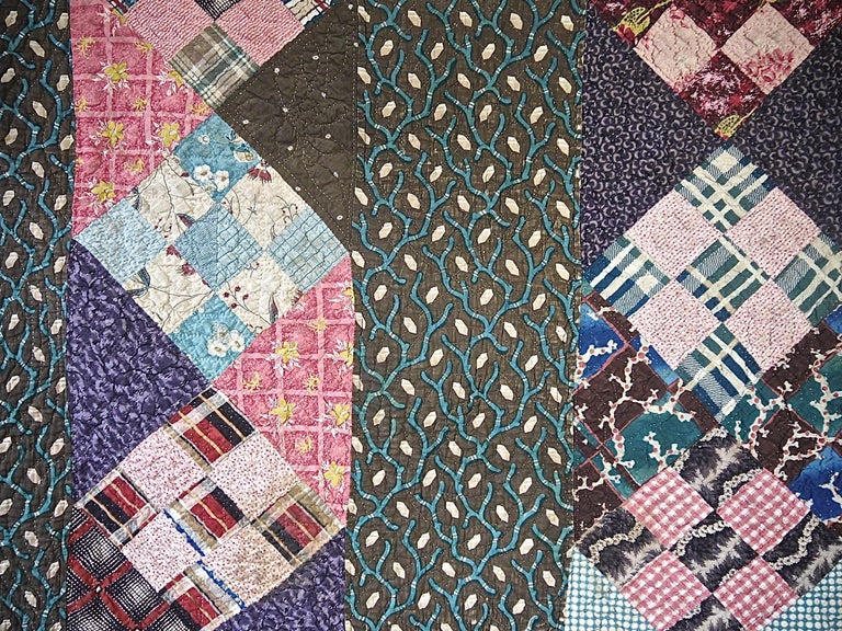 Large Patchwork Cotton Quilt English, 19th Century For Sale at 1stDibs