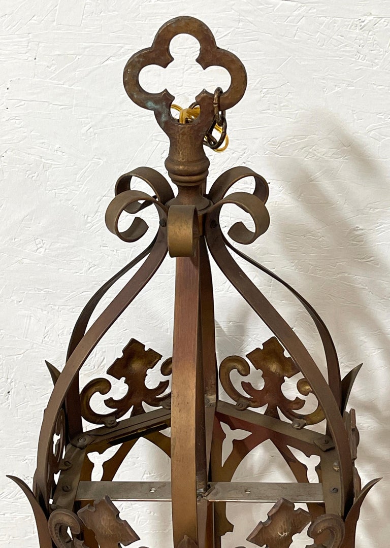 Large Patinated Gothic Style Hexagonal Lantern, Rewired, Second ...