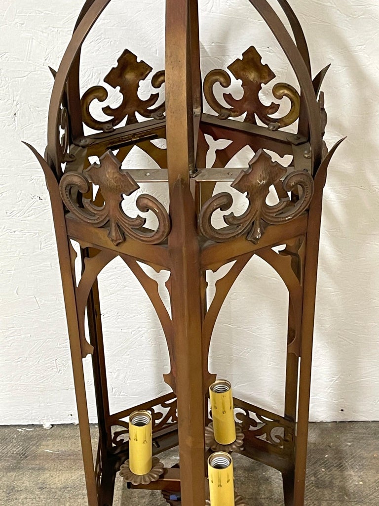Large Patinated Gothic Style Hexagonal Lantern, Rewired, Second ...