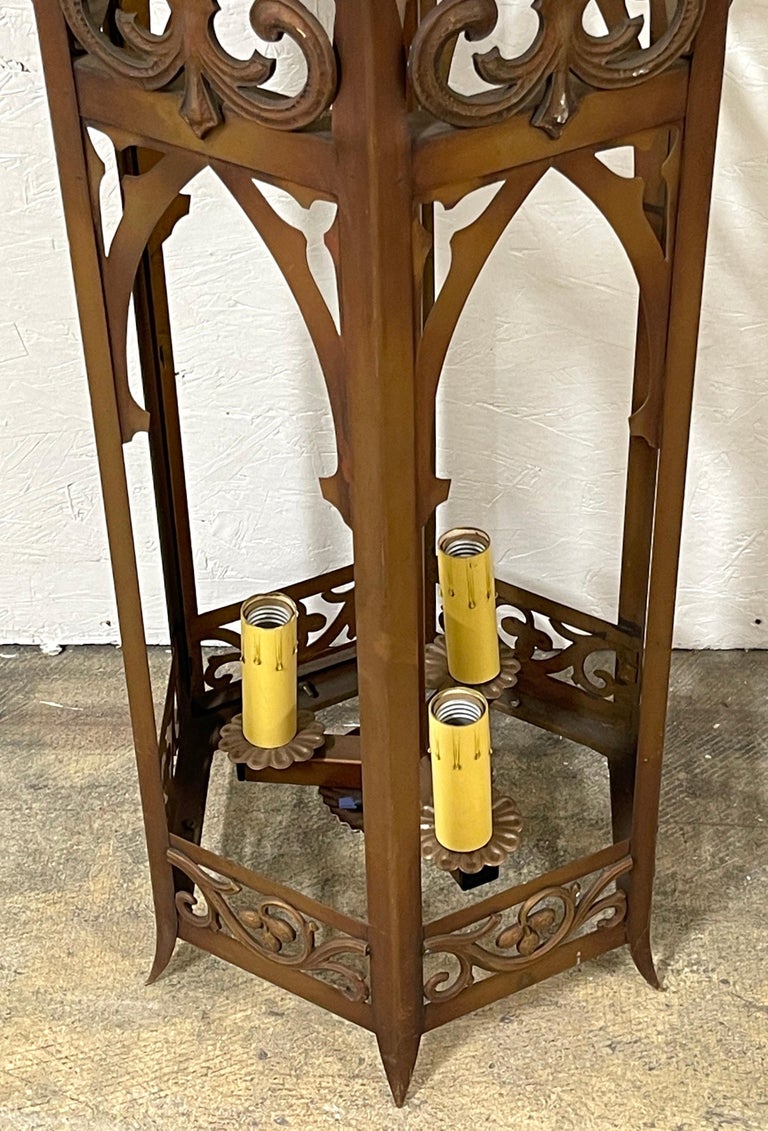 Large Patinated Gothic Style Hexagonal Lantern, Rewired, Second ...