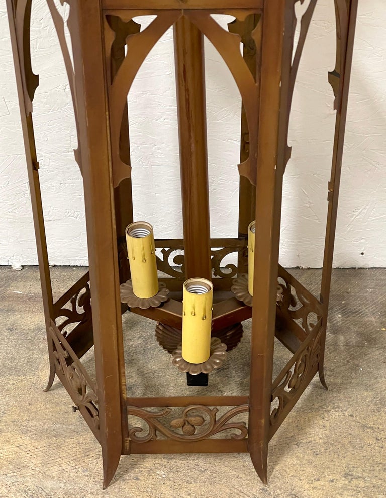 Large Patinated Gothic Style Hexagonal Lantern, Rewired, Second ...