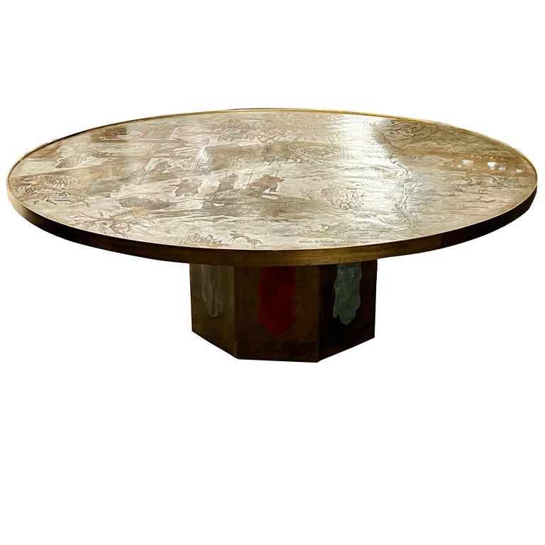 Large Patinated Metal Laverne Coffee Table at 1stDibs