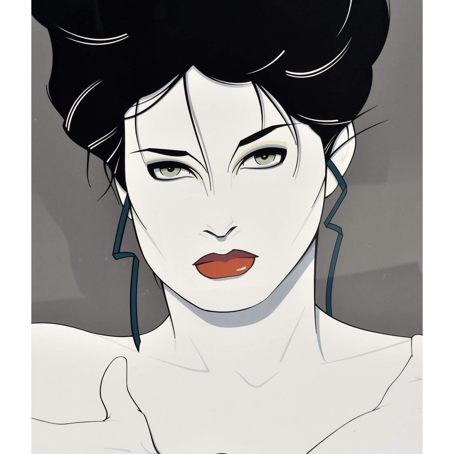 Large Patrick Nagel Vintage 1980s Female Portrait Poster In New Frame Large Patrick Nagel Vintage 1980s Female Portrait Poster In New Frame