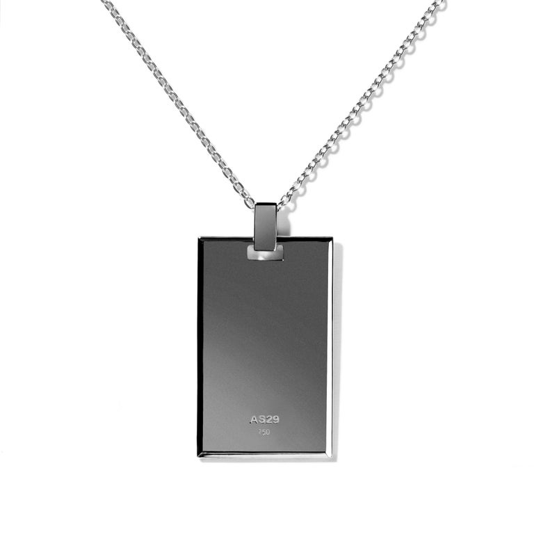 AS29 Large Pave Diamond Tag Necklace in 18k Black Gold For Sale at 1stDibs