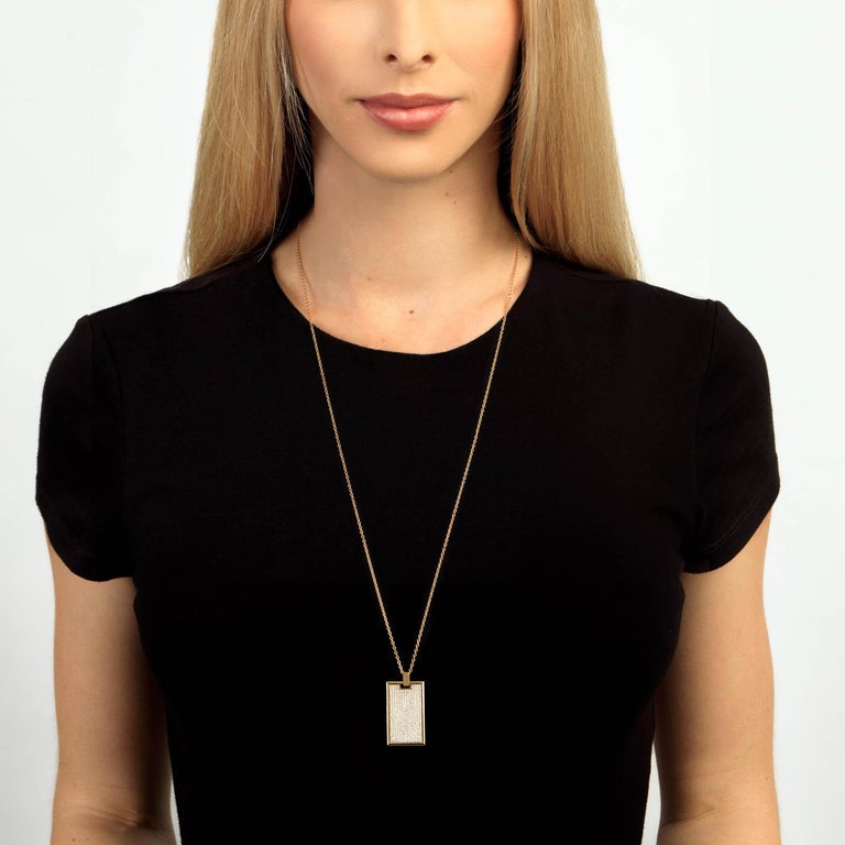 AS29 Large Pave Diamond Tag Necklace in 18k Black Gold For Sale at 1stDibs