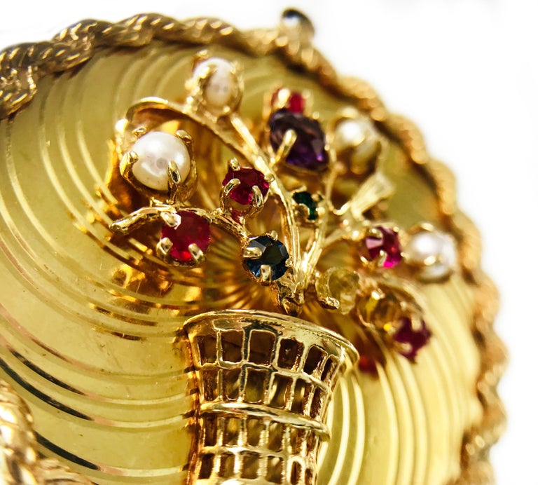 Large Pearl Multi-Gemstone Pendant at 1stDibs