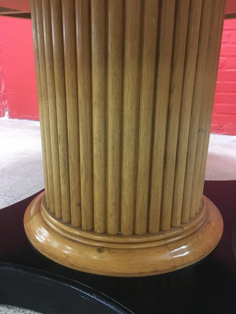 Large Pedestal Table in Light Oak and Blackened Oak Attributed to ...