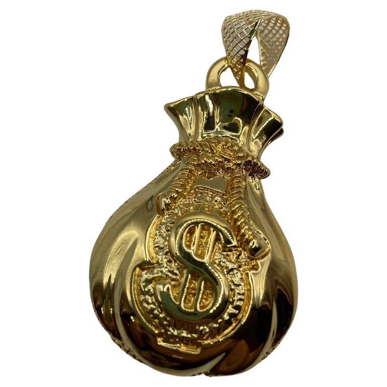 Large Pendant in 18Kt Yellow Gold "Sack of Dollars" For Sale at 1stDibs