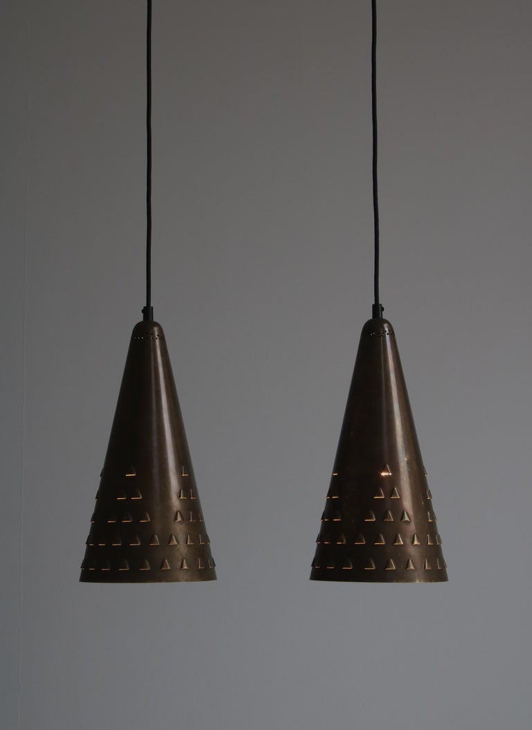 Large Pendants in Patinated Brass by Brockmann-Petersen, Danish Modern ...