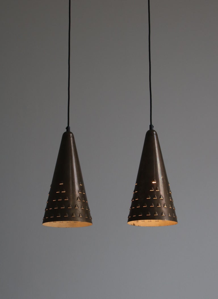 Large Pendants in Patinated Brass by Brockmann-Petersen, Danish Modern ...