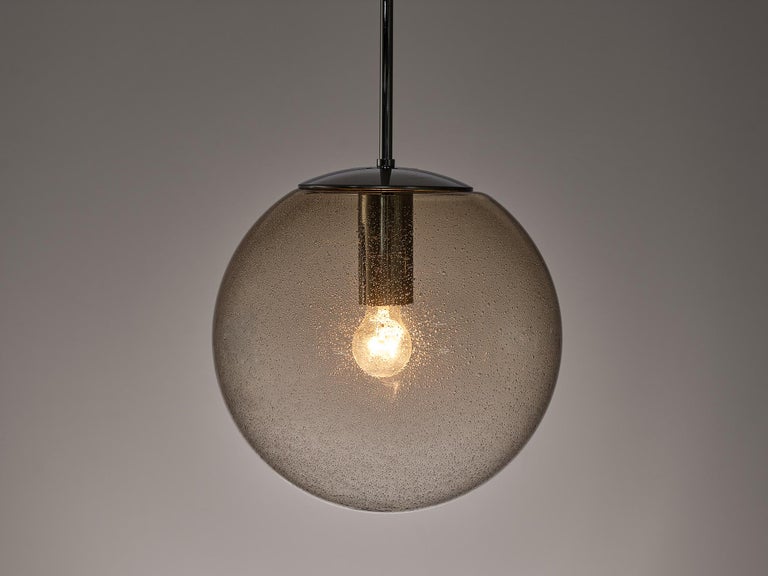 Large Pendants in Smoked Glass and Chrome For Sale at 1stDibs