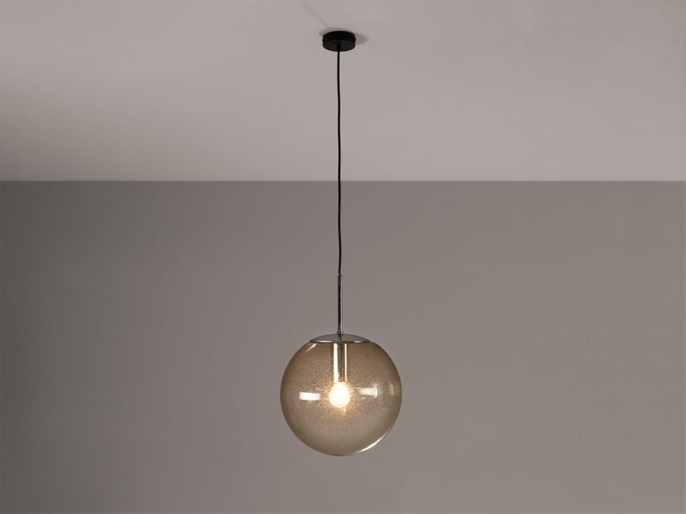 Large Pendants in Smoked Glass and Chrome For Sale at 1stDibs