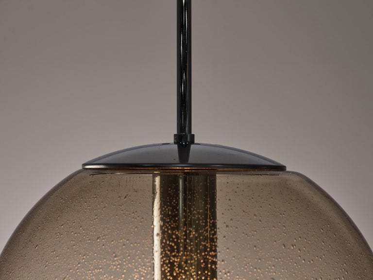 Large Pendants in Smoked Glass and Chrome For Sale at 1stDibs
