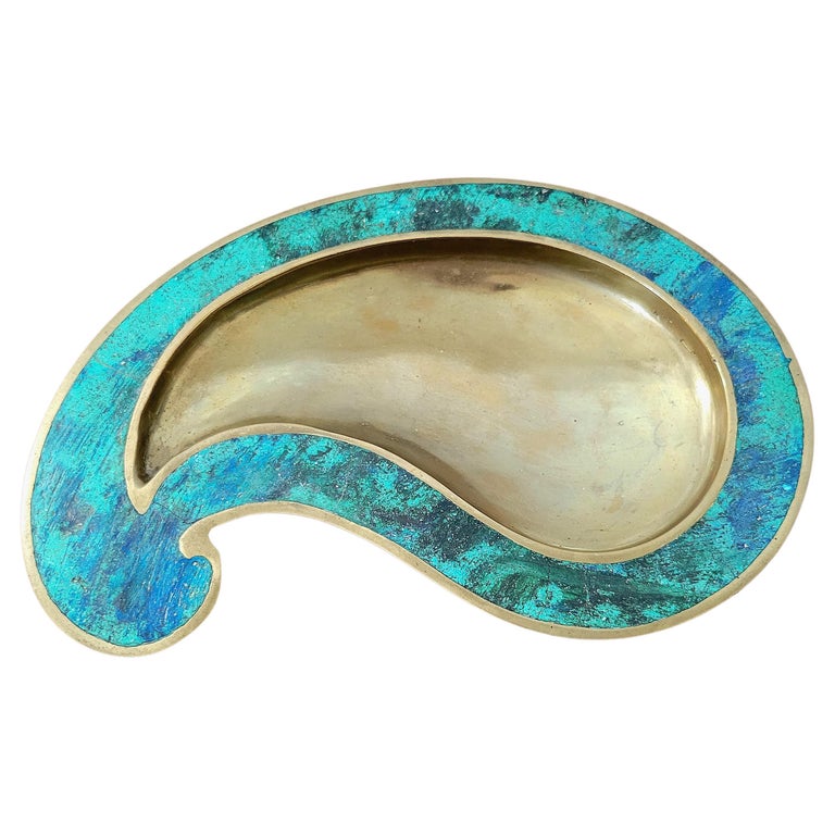 Large Pepe Mendoza Brass/Turquoise Teardrop Catchall Tray For Sale at ...