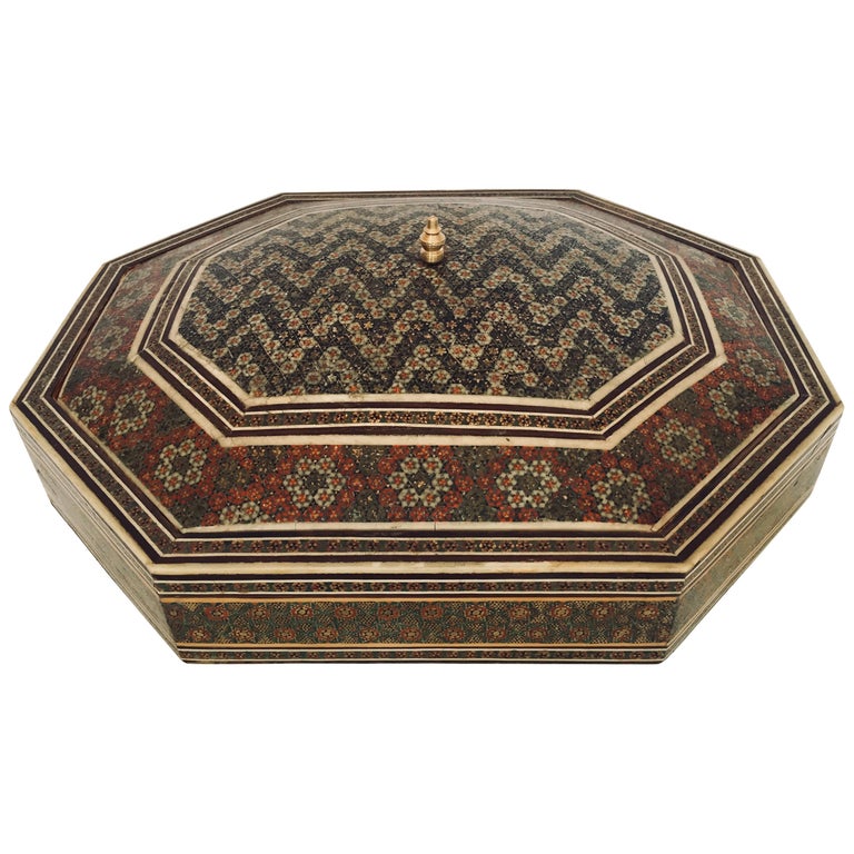 Large Persian Decorative Micro Mosaic Inlaid Jewelry Box at 1stDibs