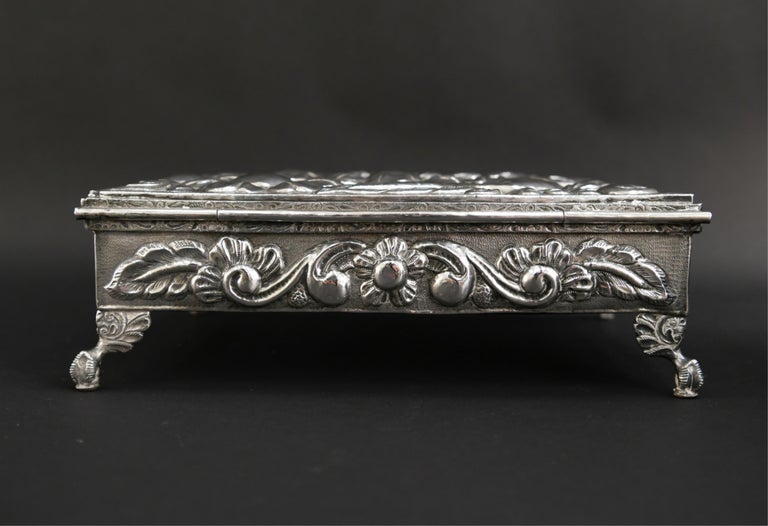 Large Peruvian Repousse 900 Silver Box at 1stDibs