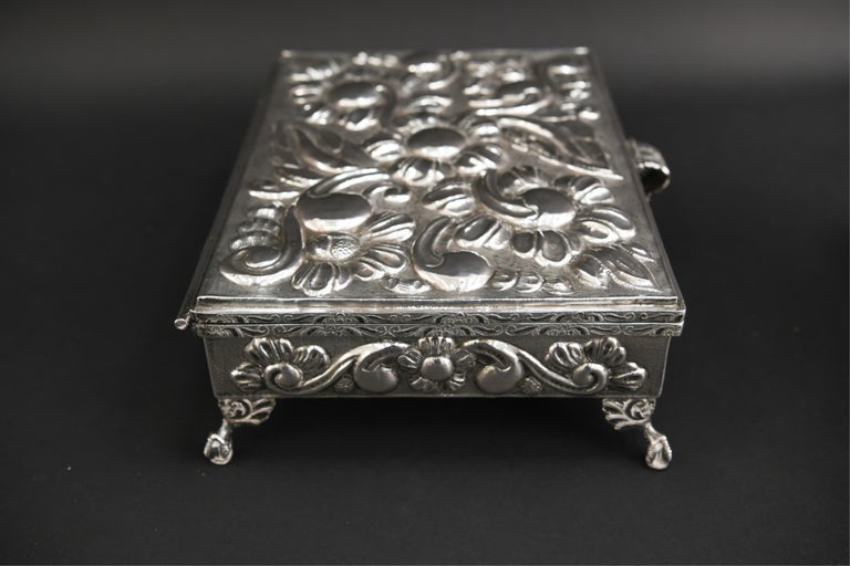 Large Peruvian Repousse 900 Silver Box at 1stDibs