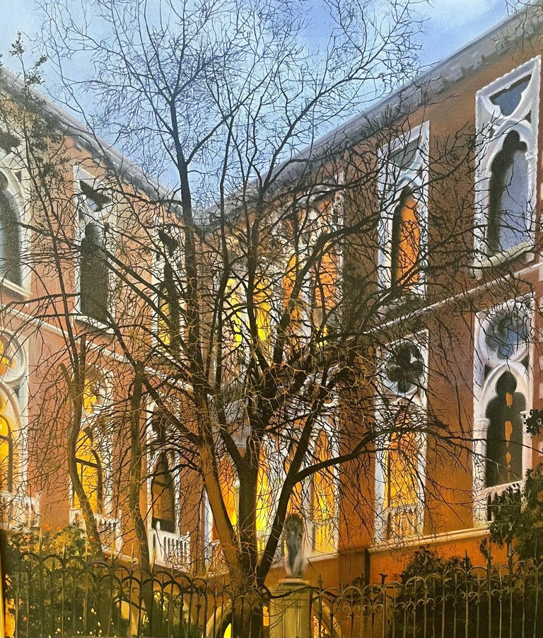 Large Photo-Realistic European Courtyard Original Painting by Vladimir ...